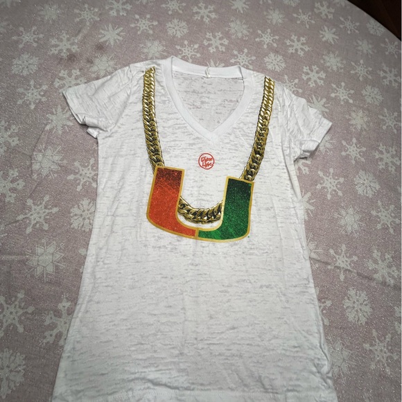 Tops | Miami Hurricanes Med Ladies Bling Chain College Football Shirt ...